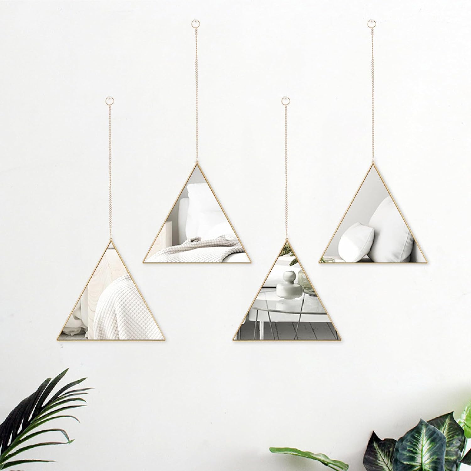 Triangle Decorative Mirrors Set of 3 for Wall Mini Triangle Wall Mirror ...