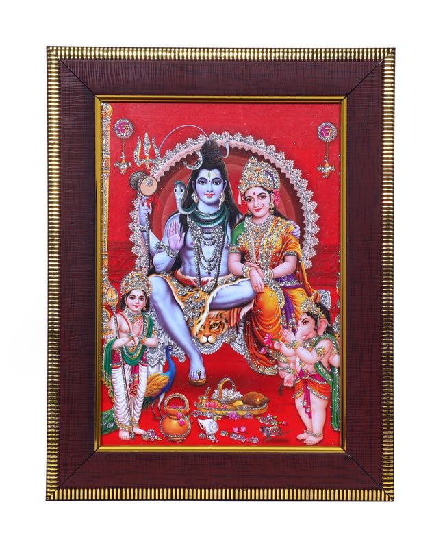 Subhash Pushtak Mahadev Parivar Religious Photo Framed for Wall and ...