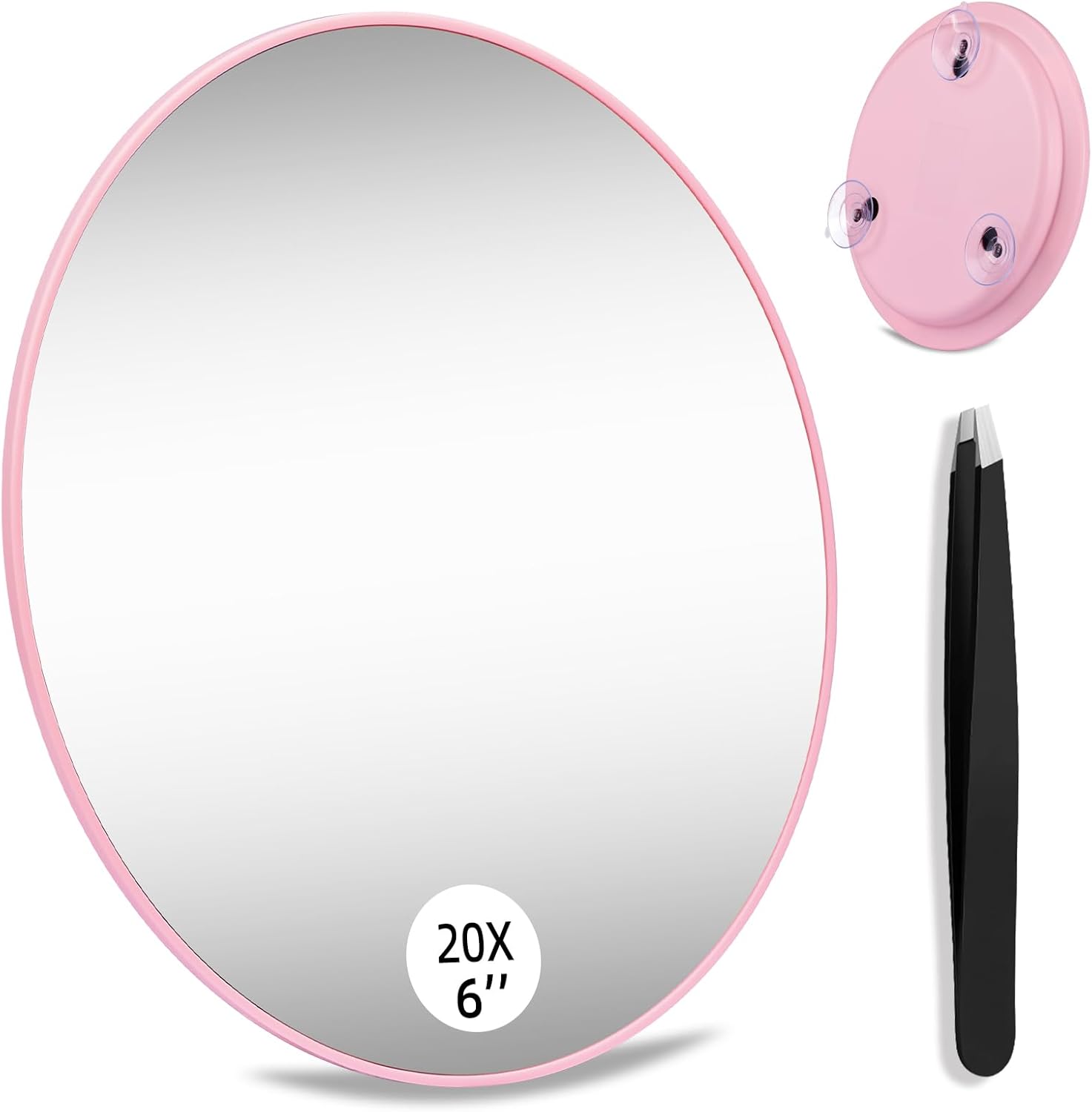 Amazon.com: saiggnyy Large 6” 20x Magnifying Mirror with Tweezers ...