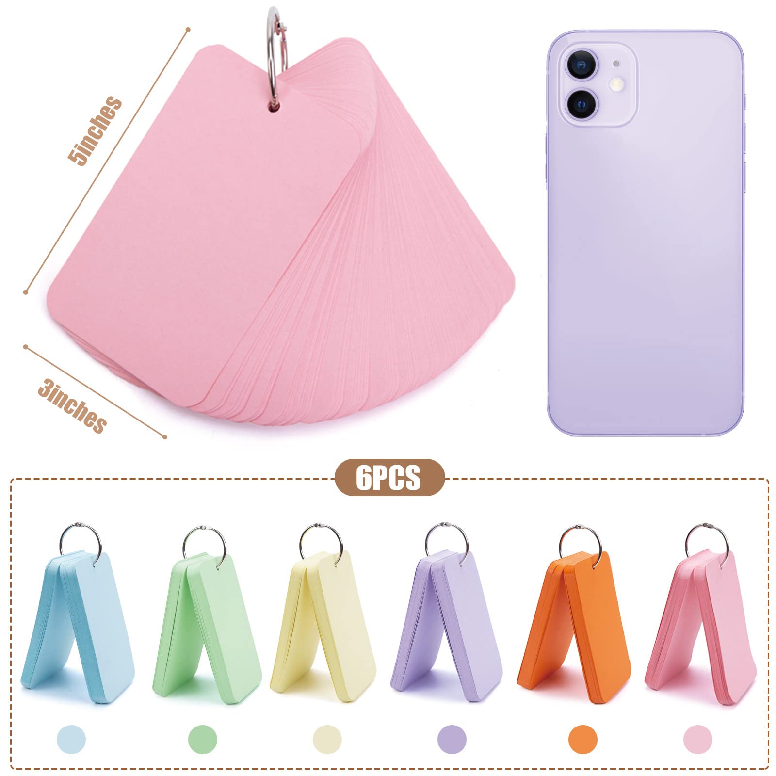 Snapklik.com : 480 Pcs Colored Index Cards, 3 X 5 Inch Study Cards ...