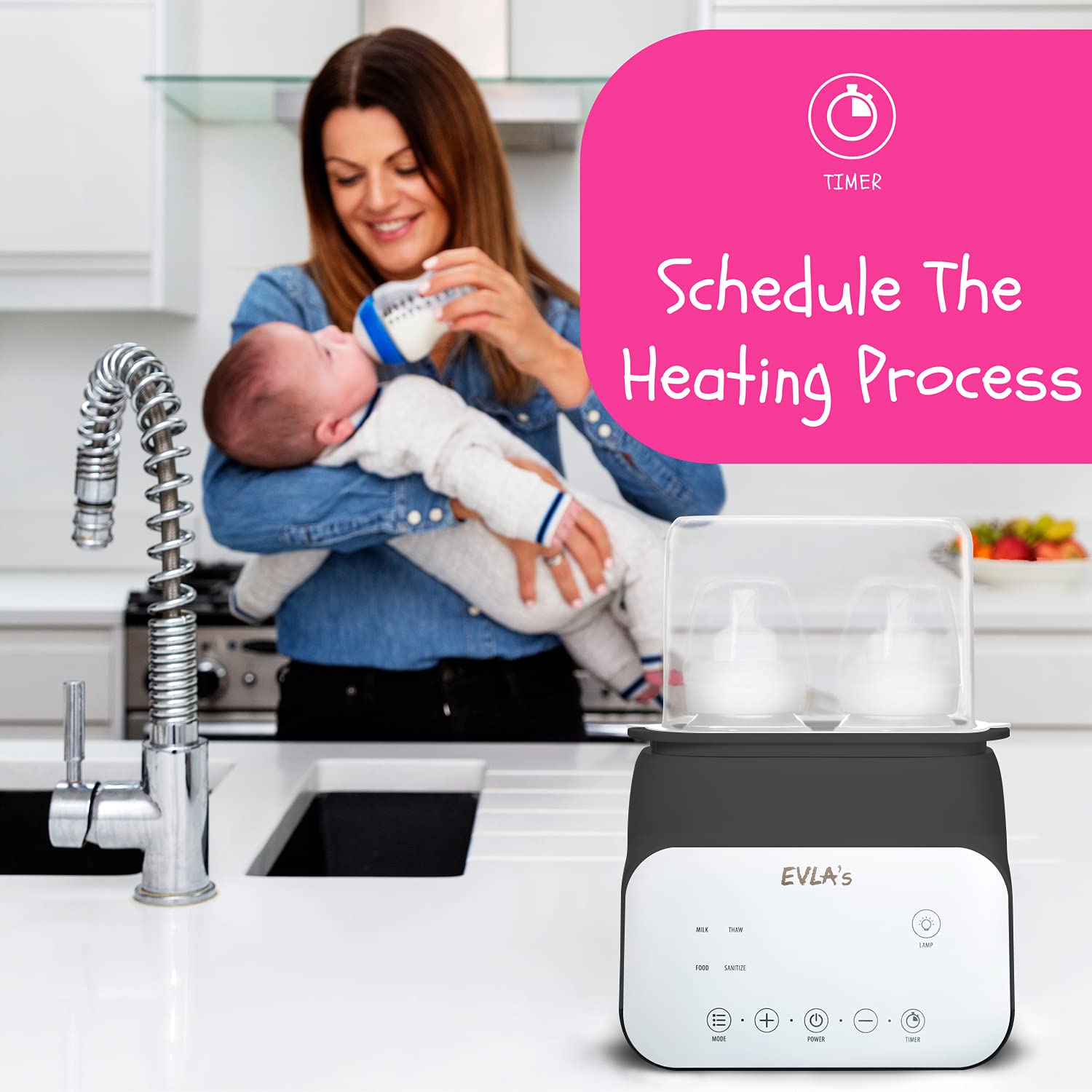 EVLA’S Baby Bottle Warmer, Multi-Function Feeding Bottle Warmer, Fast ...
