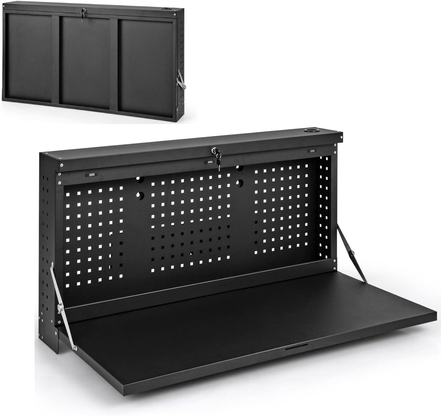 TANGZON 43 Inch Wall-Mounted Folding Workbench, Convertible Hanging ...