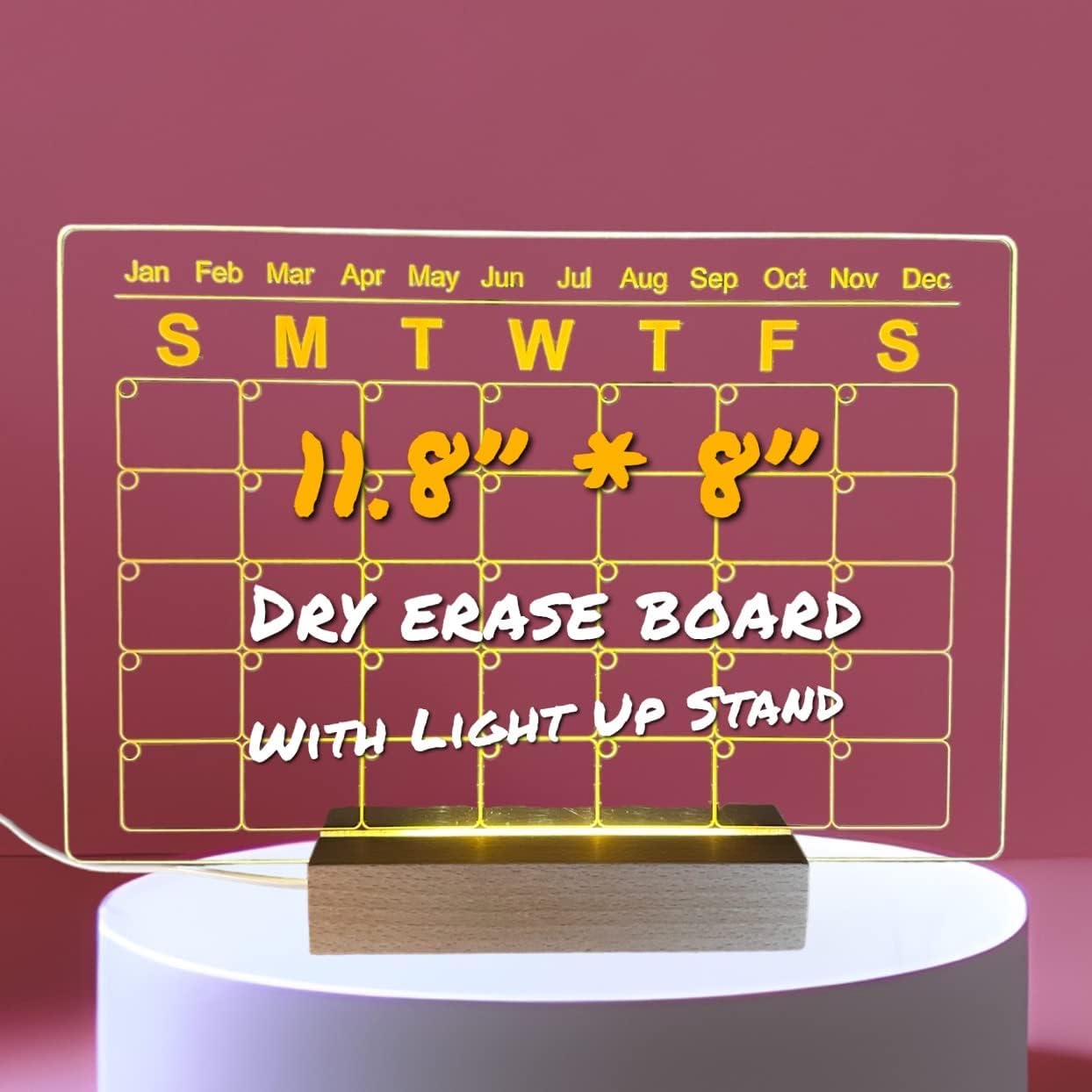 Amazon.com : Acrylic Dry Erase Calendar Dry Erase Board with Light Up ...