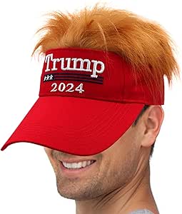 Amazon.com: GUYOS Trump Hats 2024, Visor Trump Hats, Donald Trump Wig ...