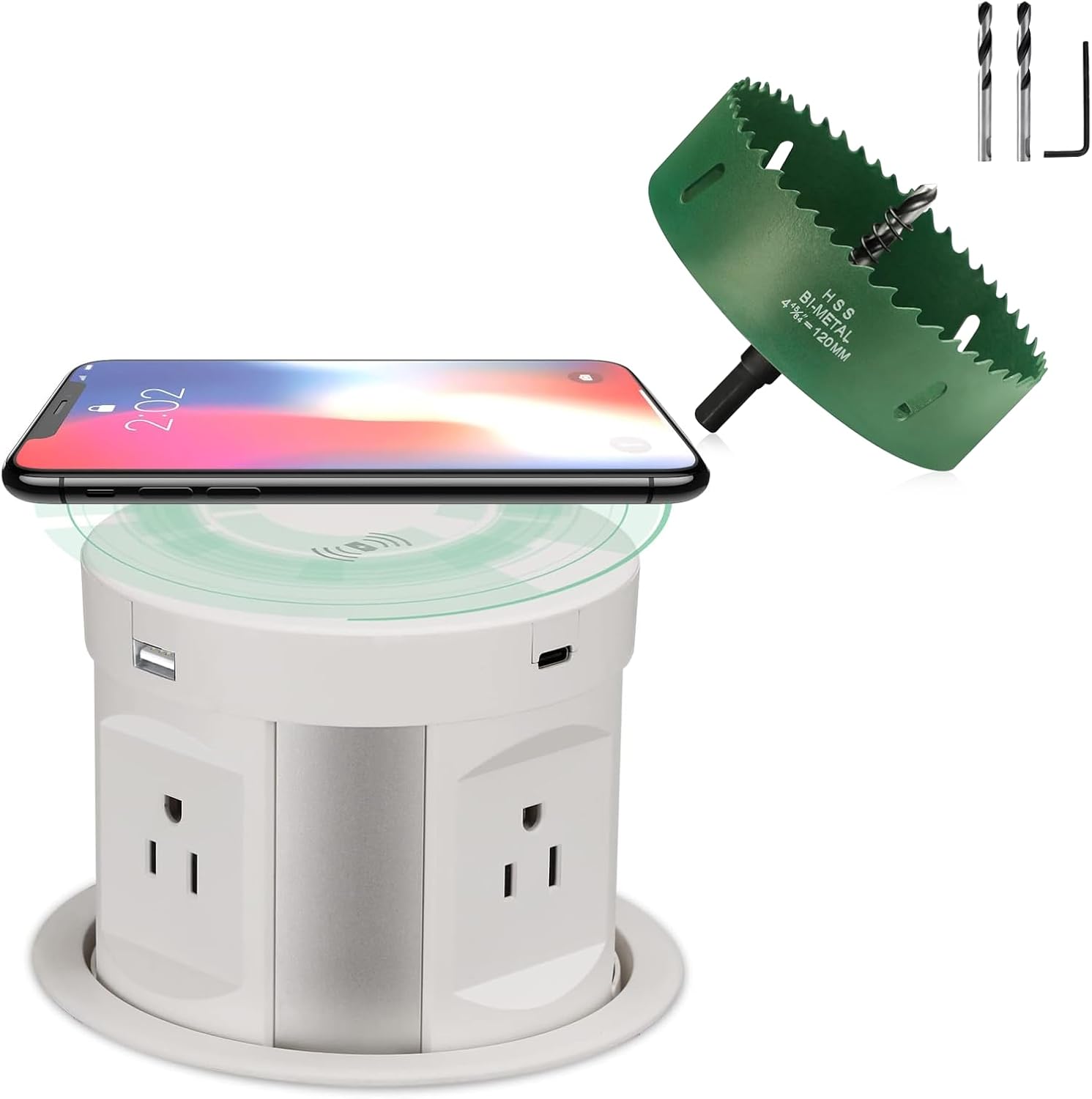 Amazon.com: Automatic Pop up Outlet, Wireless Charger Power Strip 4 AC ...