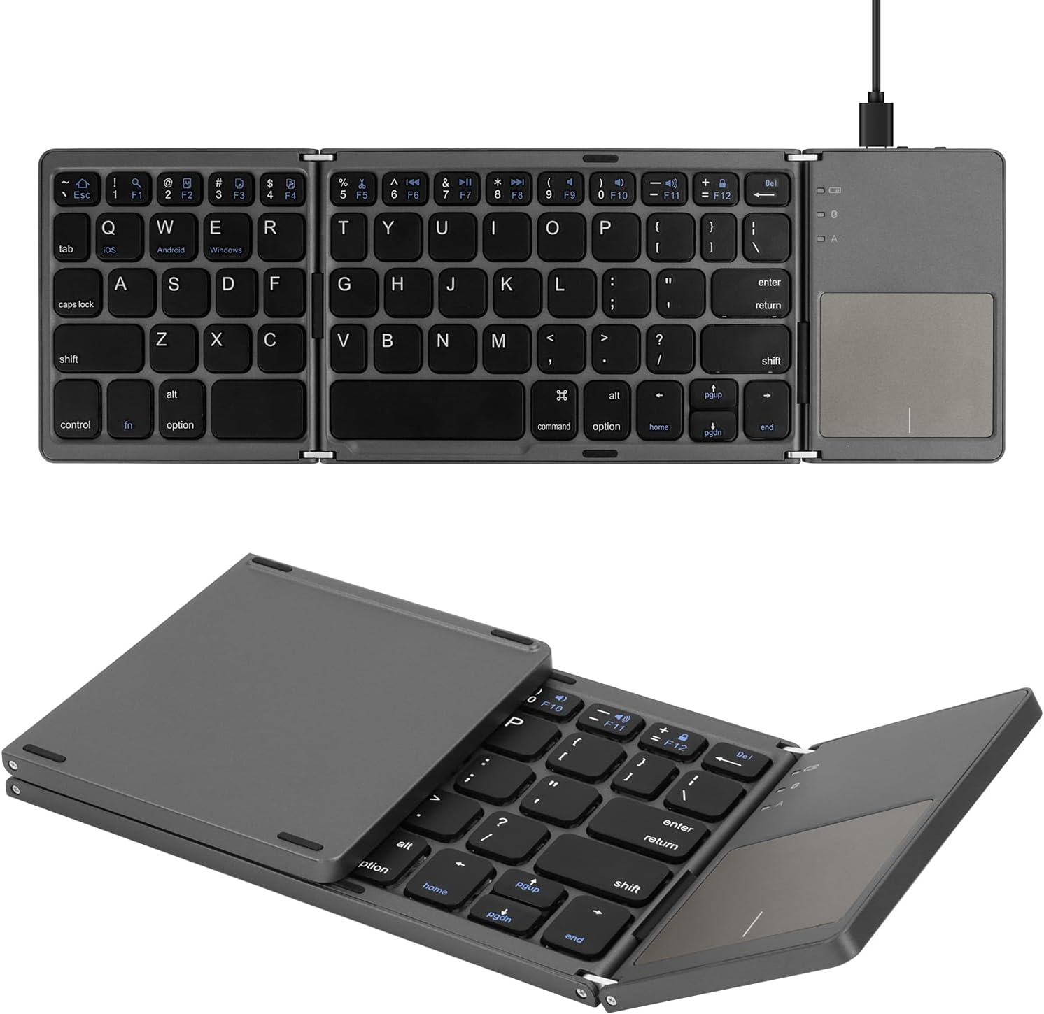 SOPPY Foldable Bluetooth Keyboard with Touchpad, USB Rechargeable ...