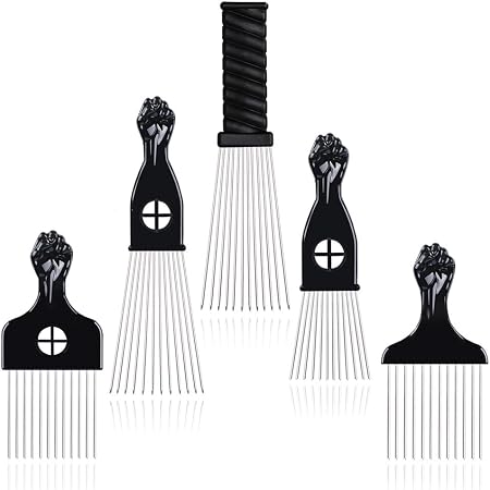 Amazon.com : LEADUWAY 3 Pcs Hair Pick, Metal Picks for Afro Hair, Hair ...