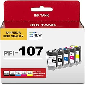 Amazon.com: PFI-107 130-ml Ink Tank Set (5-Pack, 1Matte Black, 1Black, 1Cyan, 1Magenta, 1Yellow ...