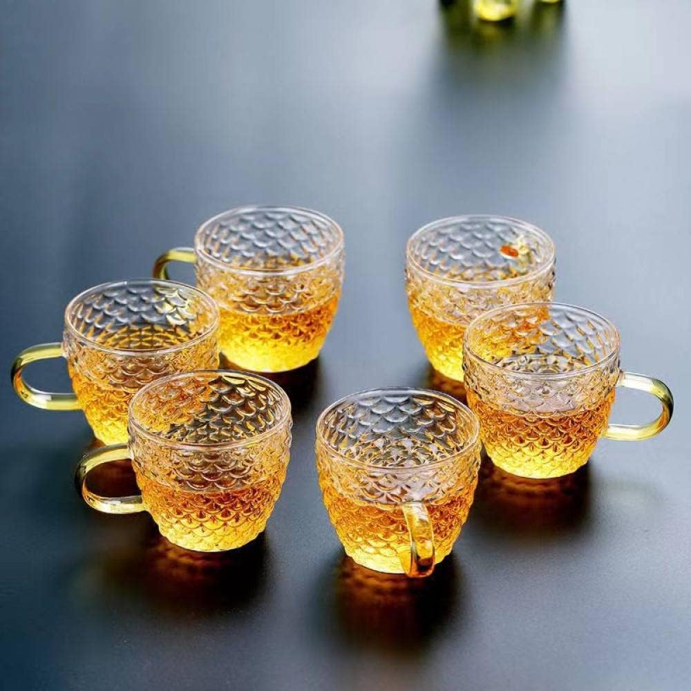 Amazon.com | PEEHOO Glass Tea Cups small Cups Home Glass tea set Coffee Cup set,6pcs Cups A ...