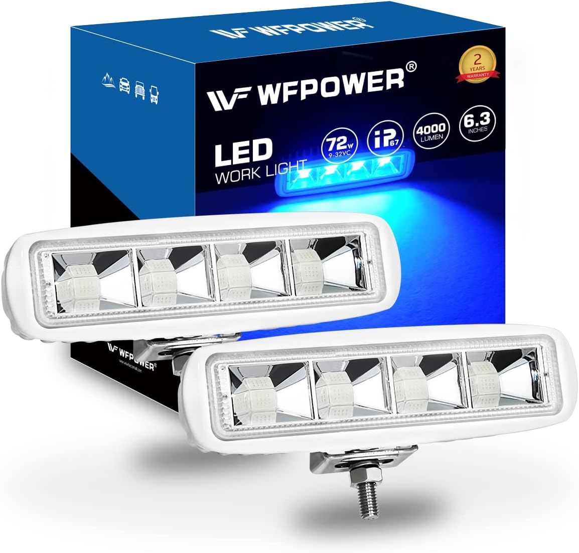 WFPOWER Blue Boat Spreader Lights, 2 Pack 72W Pontoon Lights Spreader ...