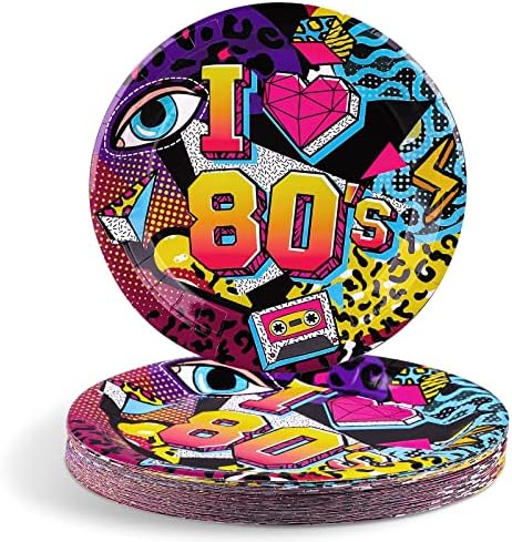 Amazon.com: Hotop 36 Pcs 80's Party Paper Plates 1980s Hip Hop Party ...
