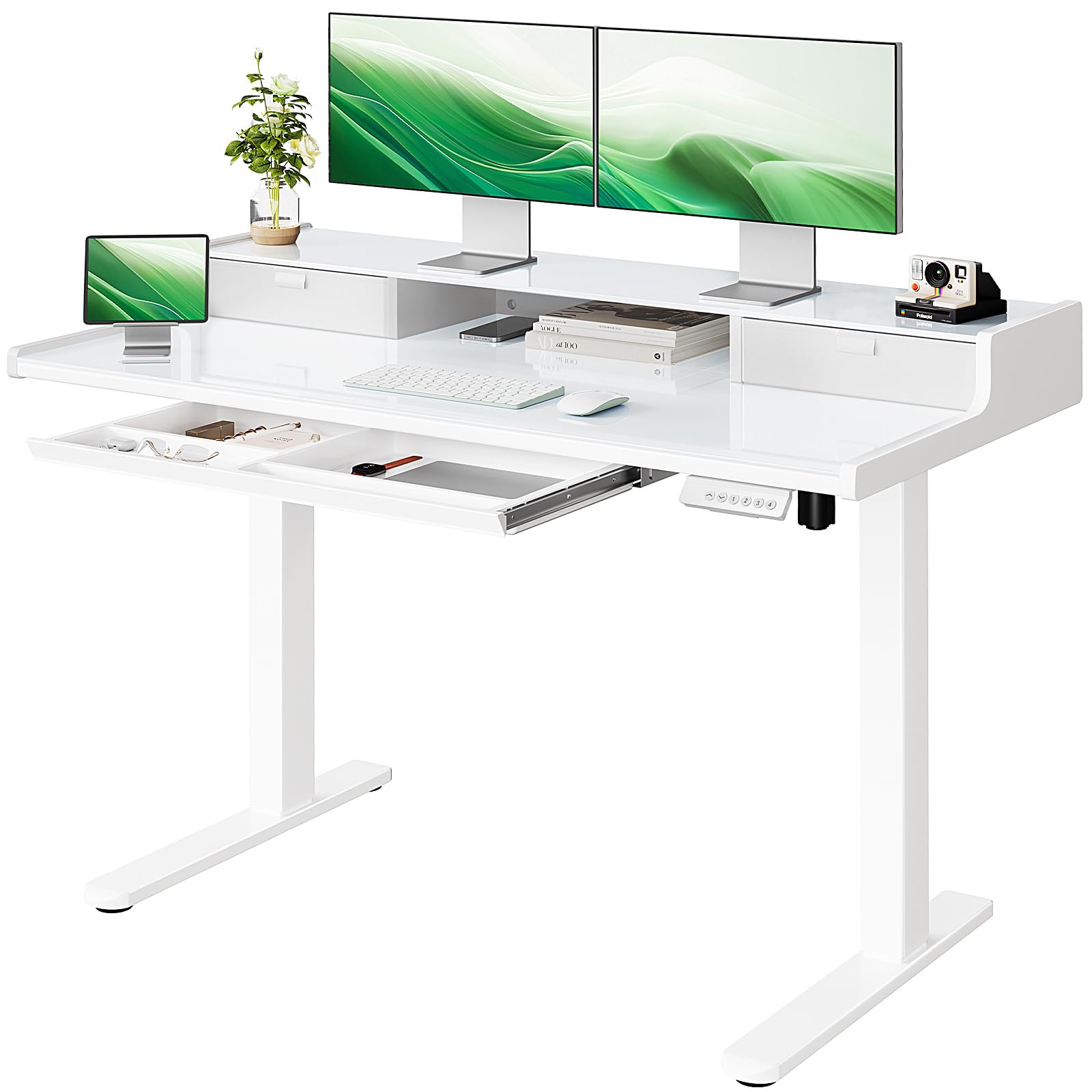 Snapklik.com : Marsail Glass Electric Standing Desk