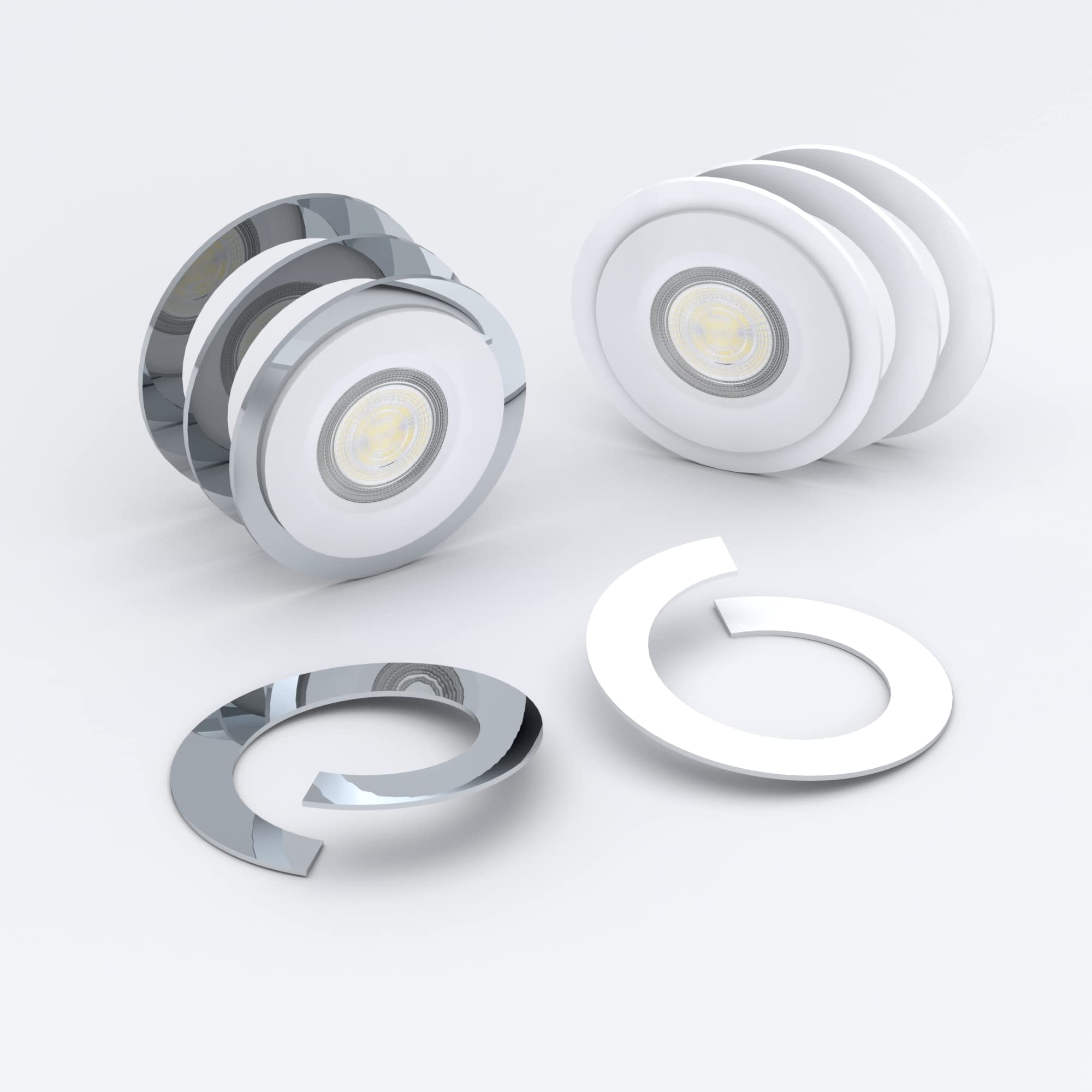 White & Silver Downlight Spotlight Surround Bezel Converter - Split Cut ...