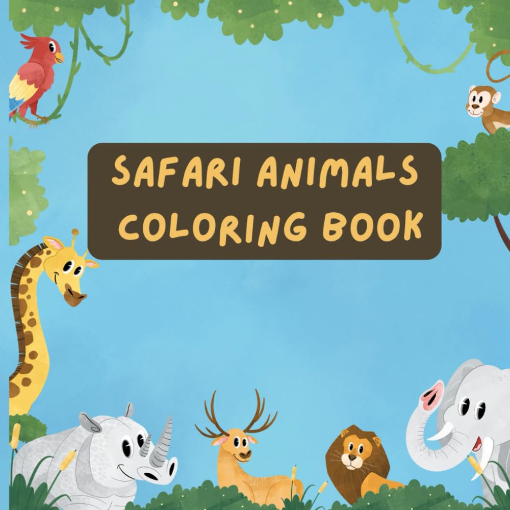 Safari Animals Coloring Book for Kids: Harrington, Kat: 9798332689994 ...