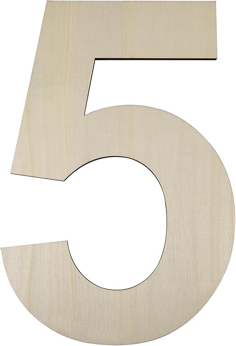 Amazon.com: HILAZA 17 Inch Large Wooden Number 5, 1/4 Inch Thick ...