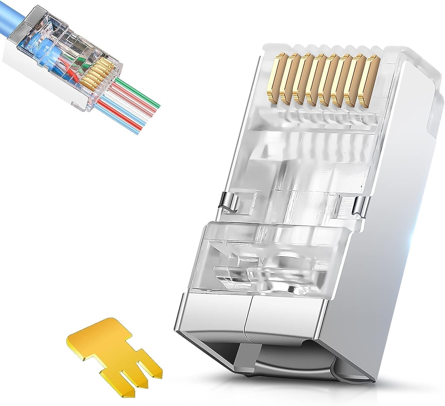 D-Link Cat 6 Rj 45 Cable Connector - Pack Of 100 Pieces,Silver : Amazon ...