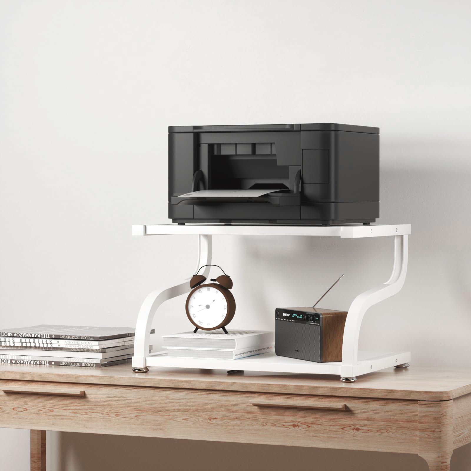 Amazon.com : URLINE Printer Stand with Storage 2 Tier Desktop Shelf ...