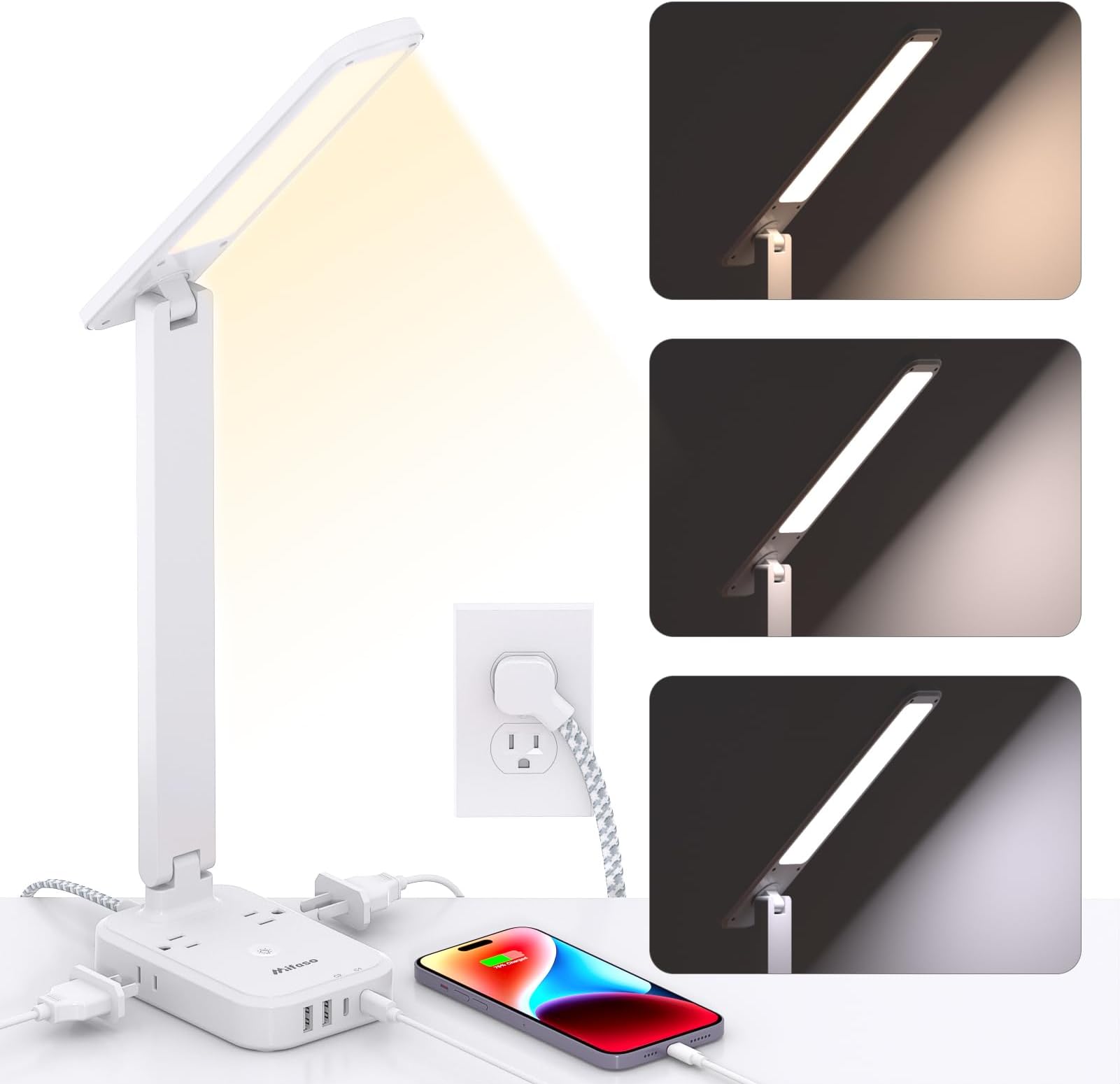 Amazon.com: Power Strip with LED Desk Lamp, PD 30W Touch Desk Lamps, 4 ...