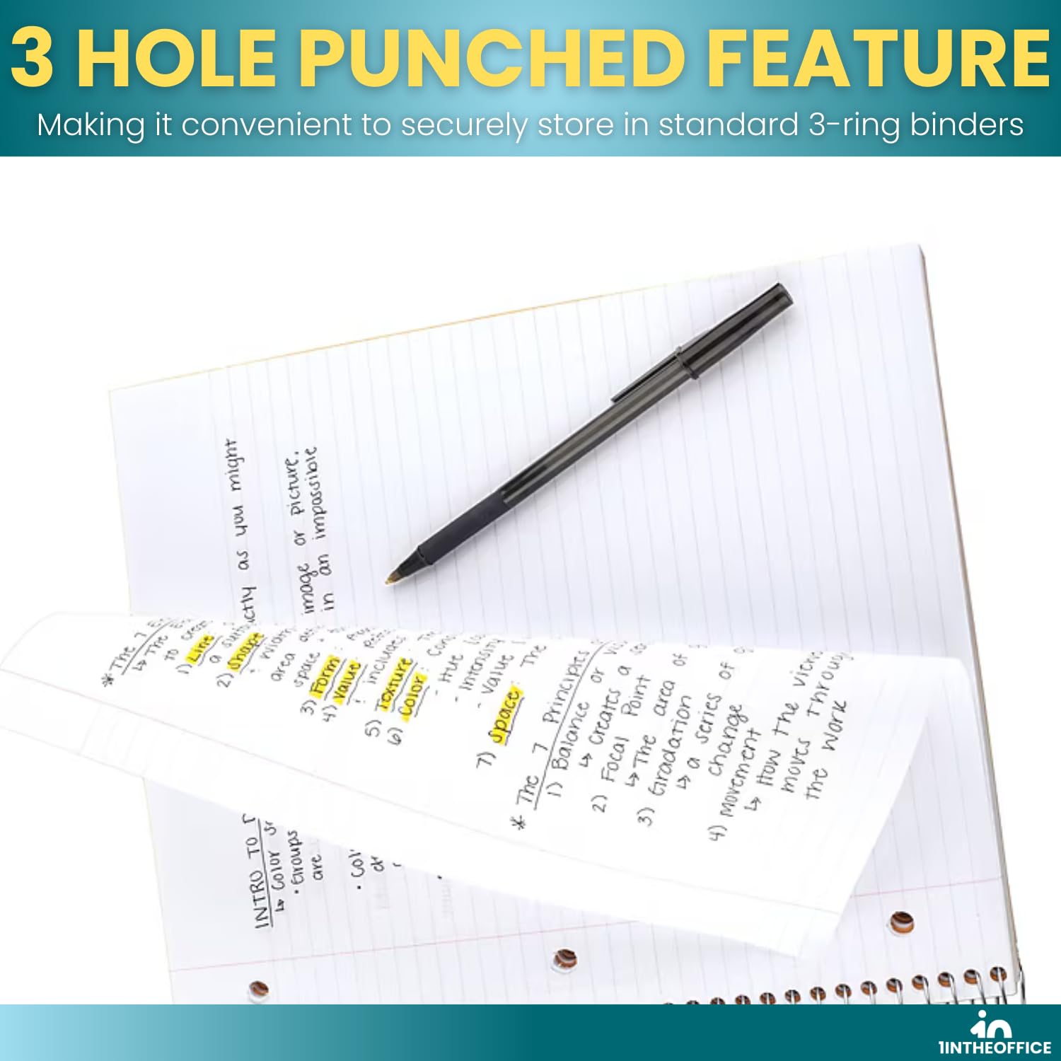 Snapklik.com : 1InTheOffice College Ruled Spiral Notebook 8x11, Spiral ...