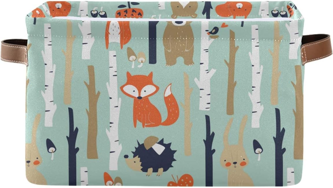 Amazon.com: Storage Basket Cube Cute Forest Fox Bear Large Collapsible ...