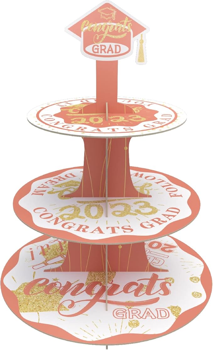 Amazon.com: Class of 2023 3-Tiered Graduation Cupcake Stand for 24 ...