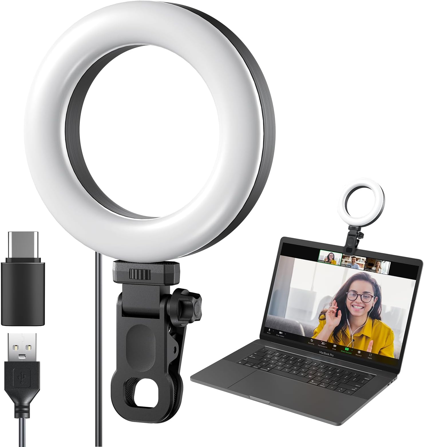 Amazon.com : Meyin Ring Light Clip on Laptop Monitor, Webcam Light 10 ...