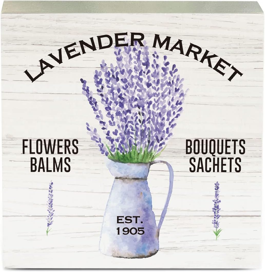Amazon.com: Farmhouse Lavender Wooden Box Sign Rustic Country Lavender ...