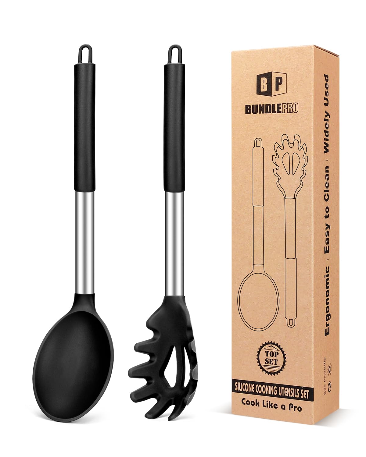 Snapklik.com : Silicone Pasta Fork And Cooking Spoon Set, Non Stick ...