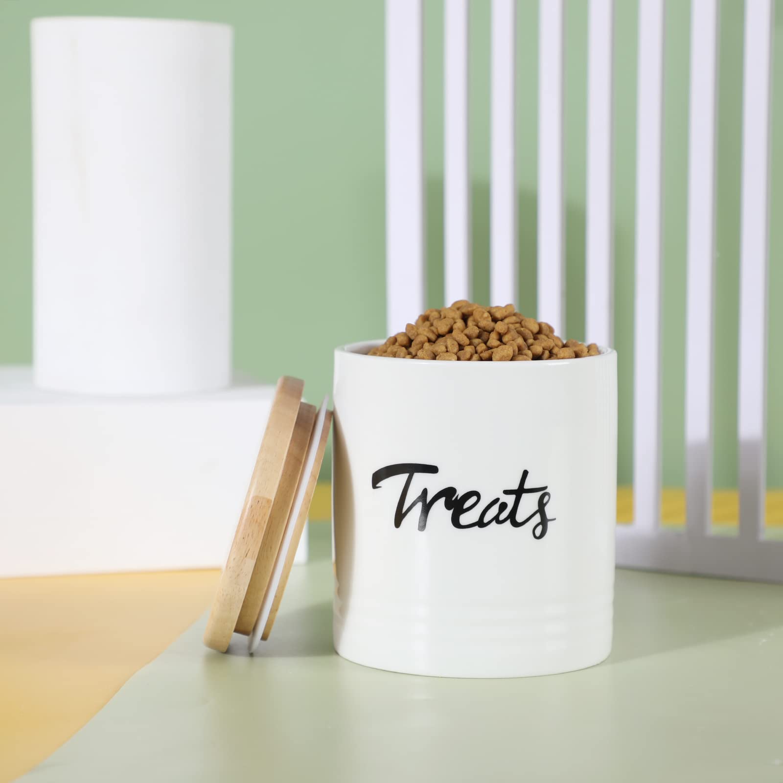 LEETOYI Cat Treat Container with Lid, Ceramic Dog Treat Jars 4.5-Inch ...