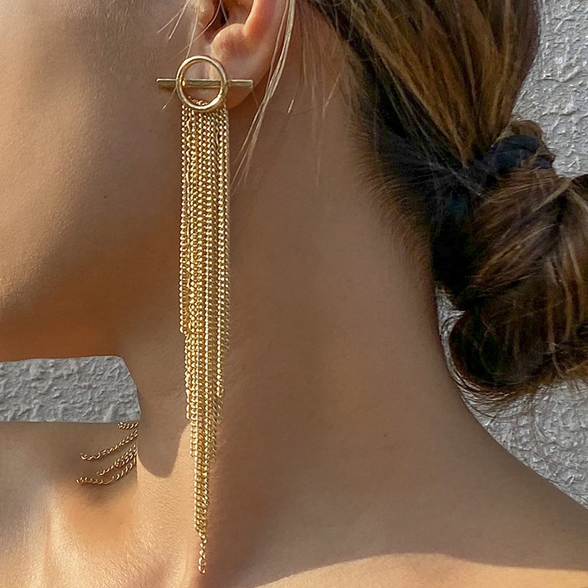 Gold Dangle Chain Earrings