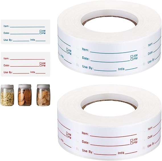 RENKE Kitchen Labels - Easy Peel Off Freezer & Storage Labels, 2 Rolls ...