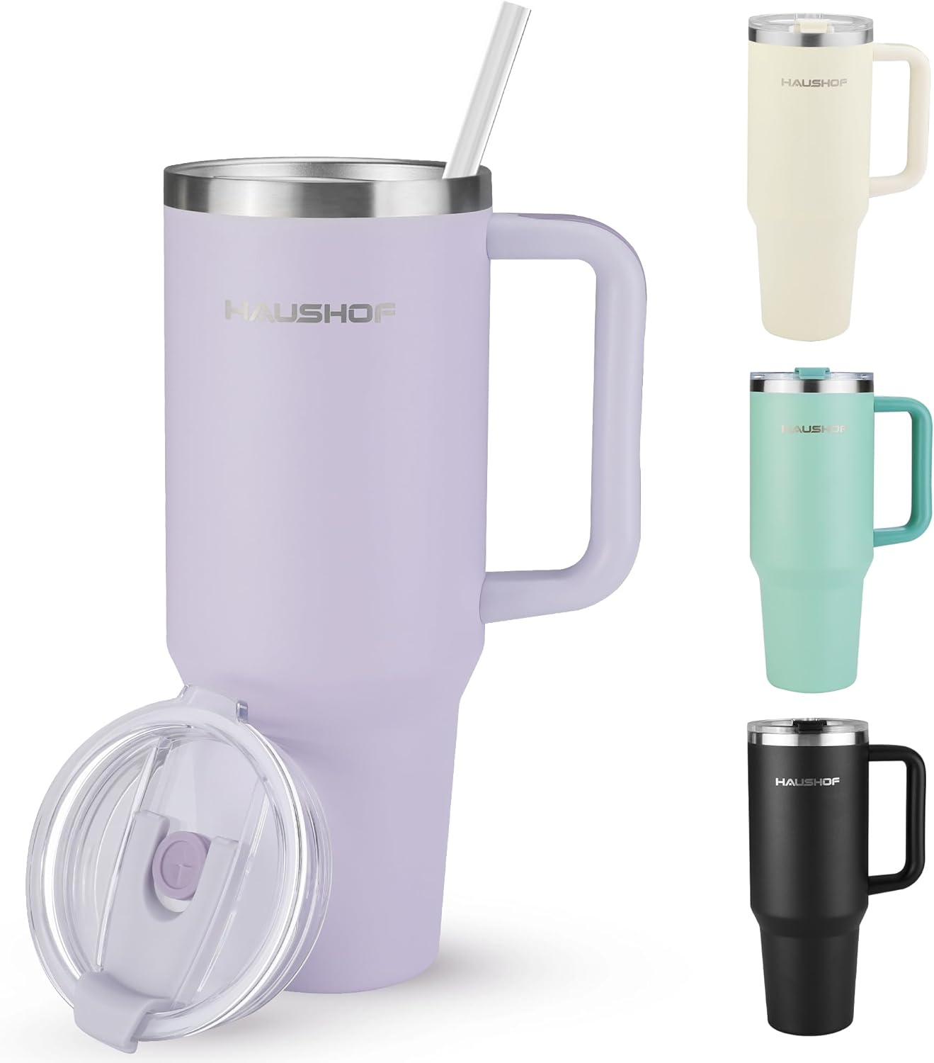 Amazon.com | HAUSHOF 40 oz Tumbler with Handle and Straw, Insulated ...