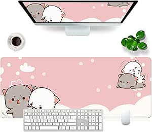 Pink Mouse Pad Cute Cat Large Gaming Mouse Pad Kawaii Keyboard Pad XL ...