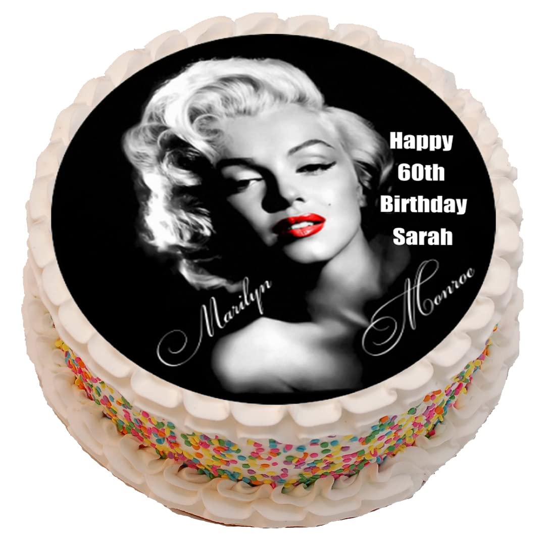 Buy Marilyn Monroe Theme Personalised PRECUT Cake Topper 8 Inch Round ...