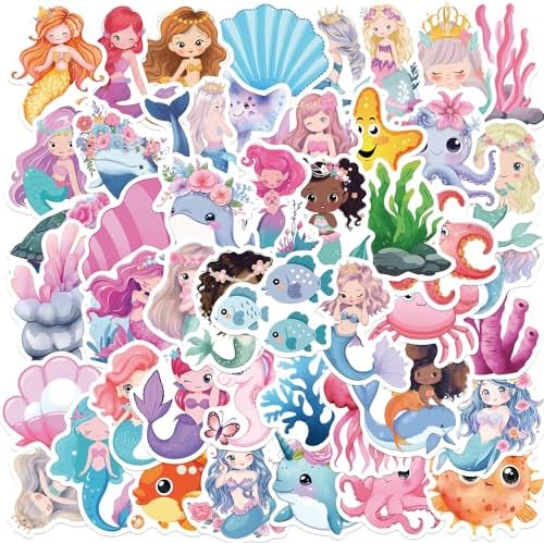 Pack of 50 Mermaid Stickers Car Laptop Phone Guitar Skateboard ...