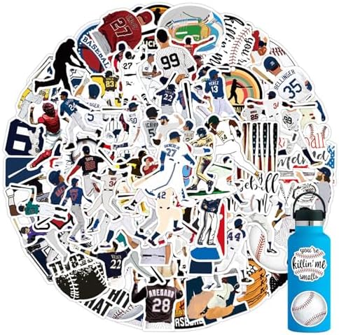 Amazon.com: 100PCS Baseball Stickers, Waterproof Vinyl Baseball Decales ...