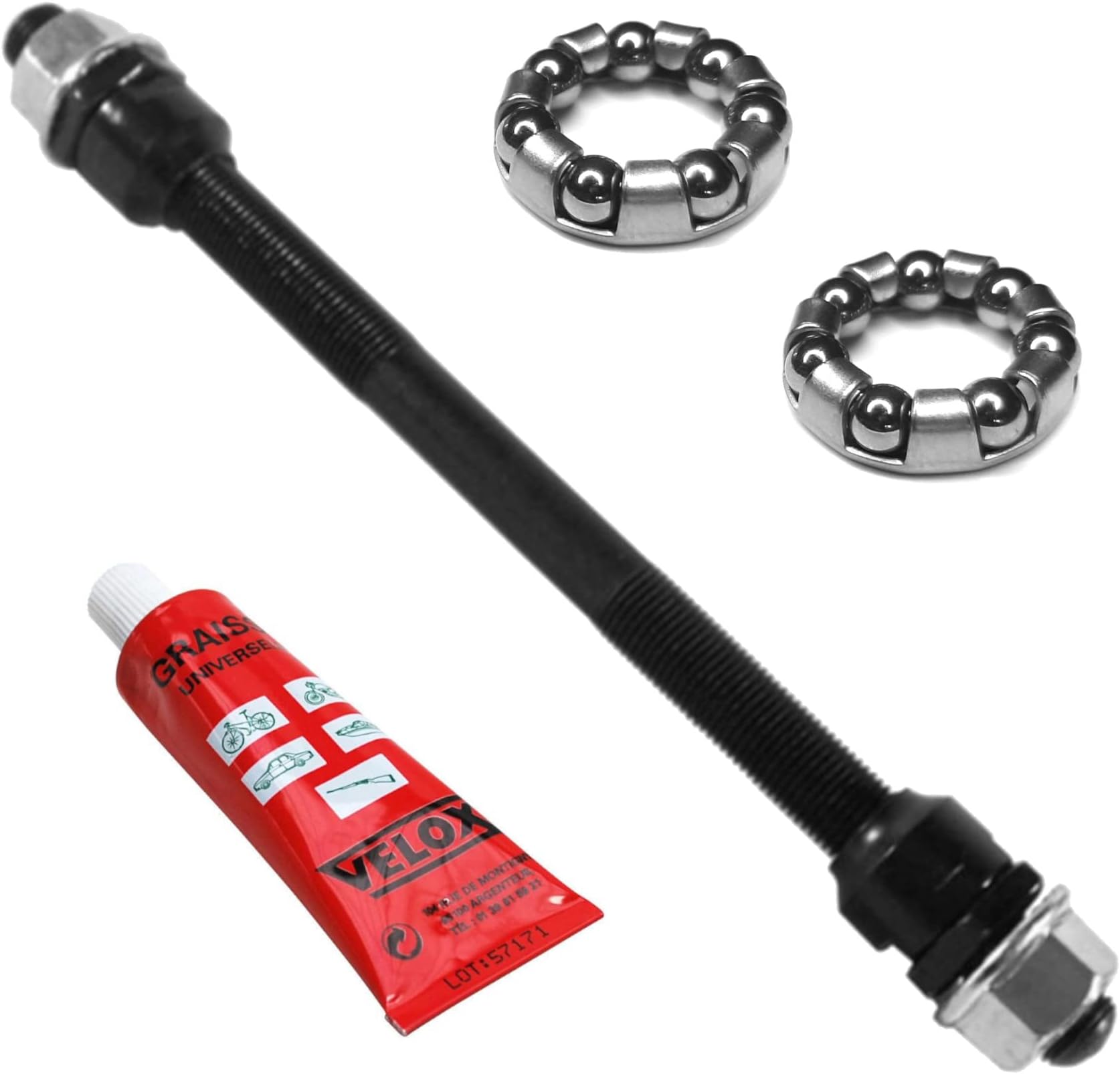 Amazon.com: SET SOLID BLACK REAR AXLE 10 x 175 MM + BALL BEARING 1/4 ...