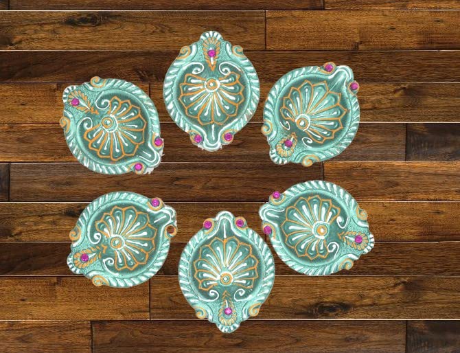 Buy Green Diya's | Diyas for Pooja (Pack of 6) Online at Low Prices in ...