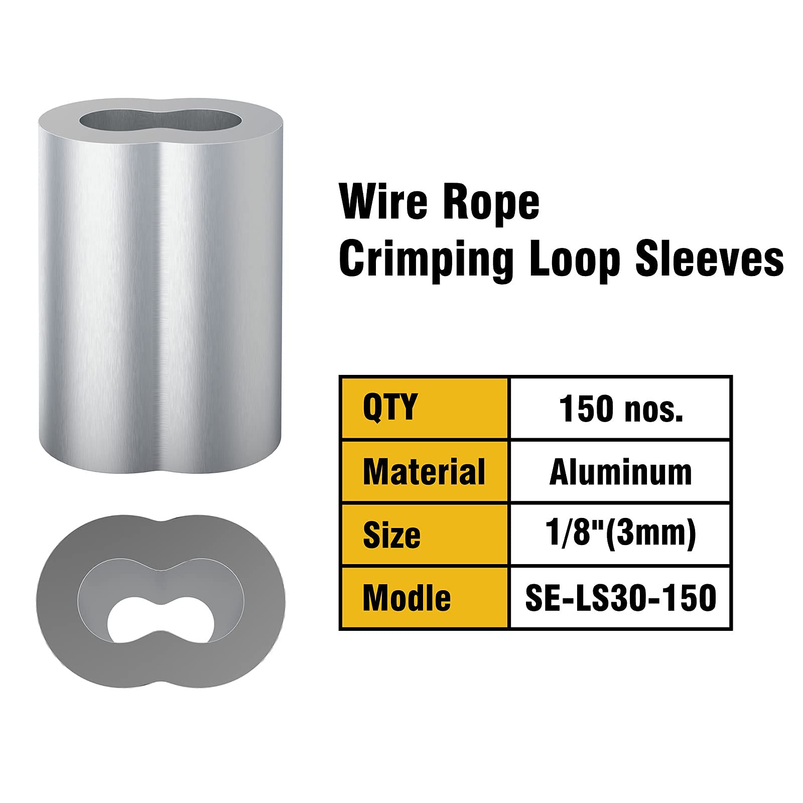 Snapklik.com : Sanuke Aluminum Crimping Loop Sleeve For 1/8 Diameter ...