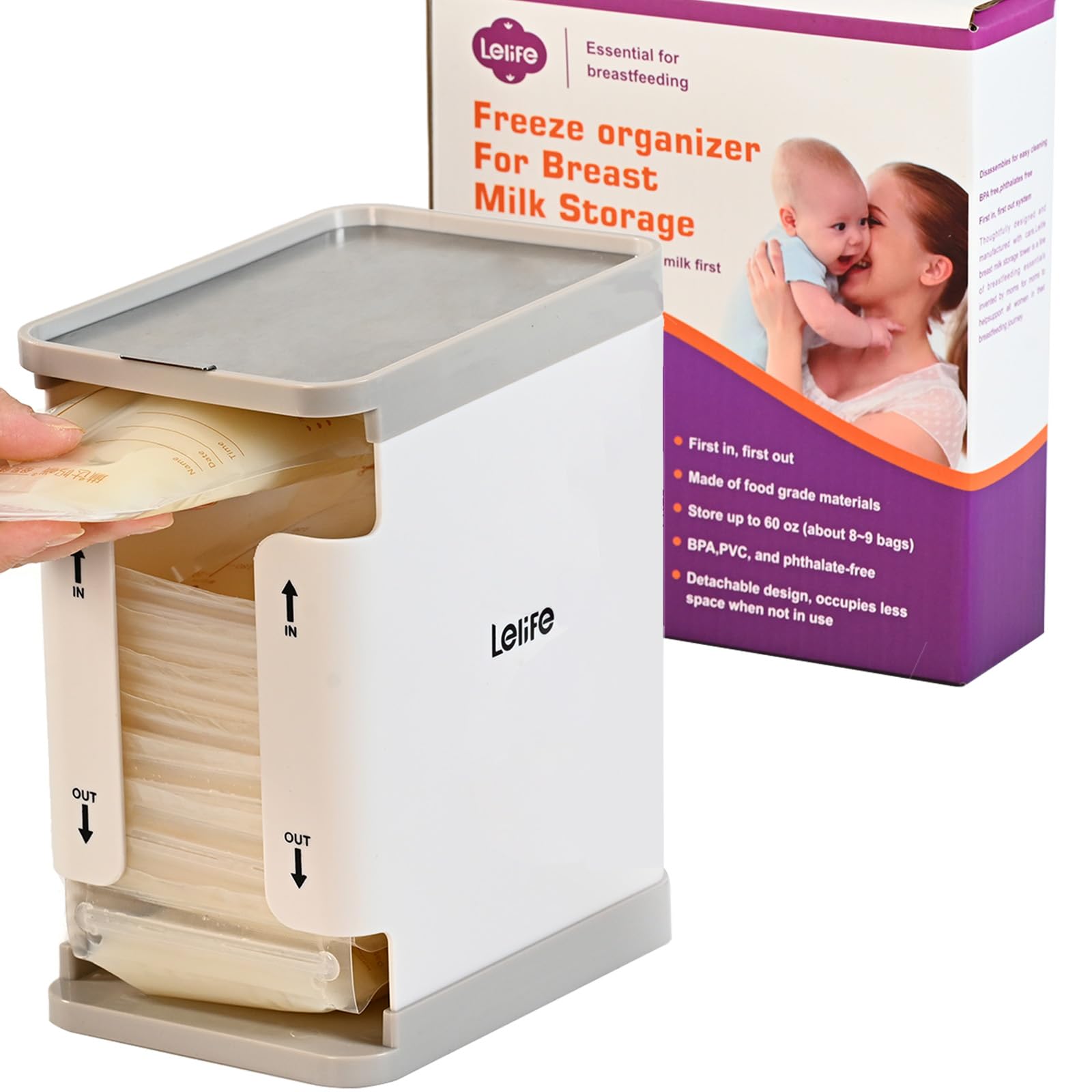 Snapklik.com : Lelife Freeze Organizer For Breast Milk Storage Bags ...