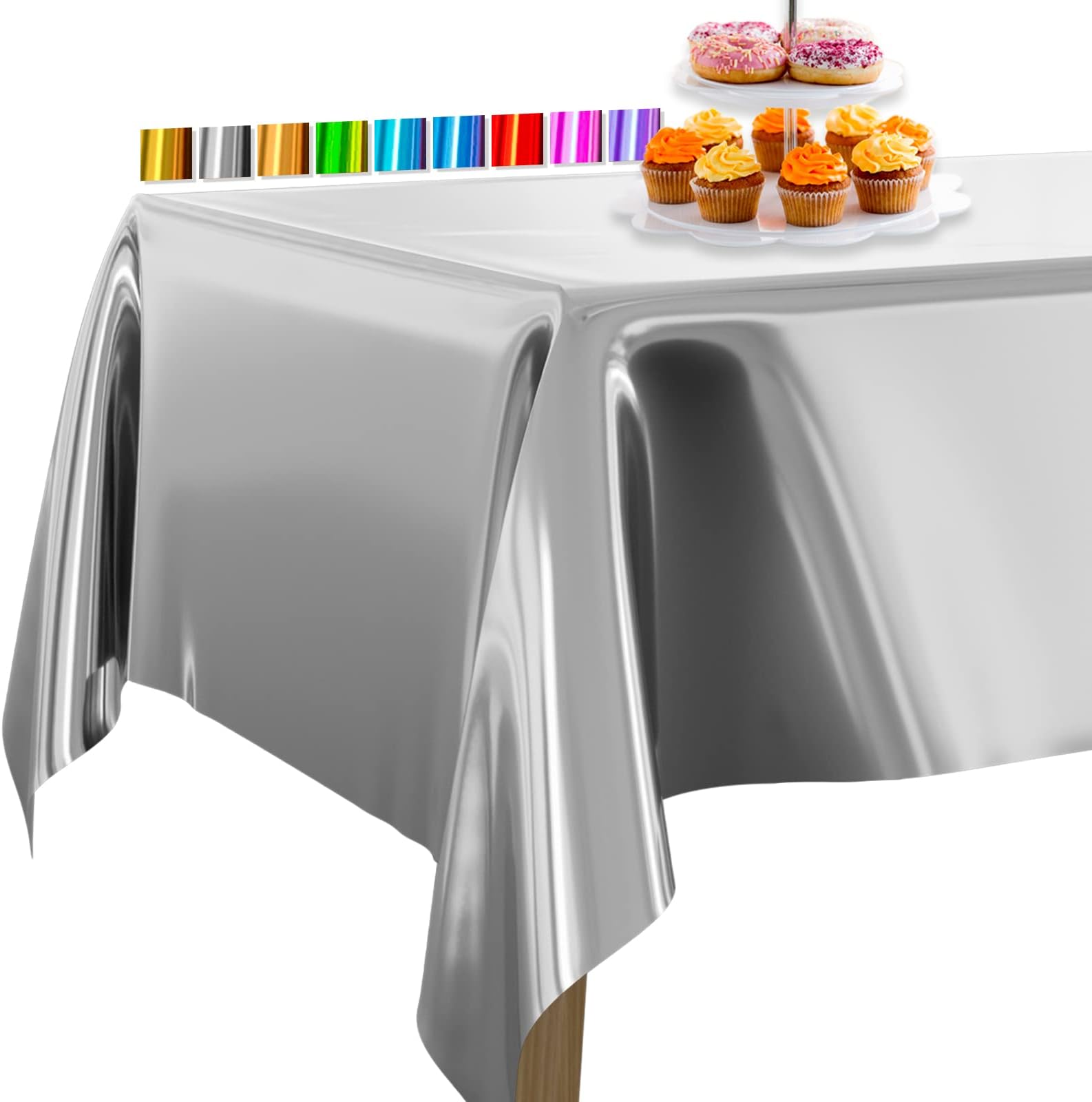 Amazon.com: Sparkle and Bash Iridescent Plastic Table Covers, Silver ...