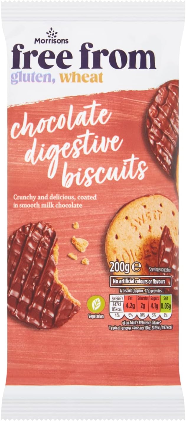 Morrisons Free From Chocolate Digestive Biscuits 200g : Amazon.co.uk ...