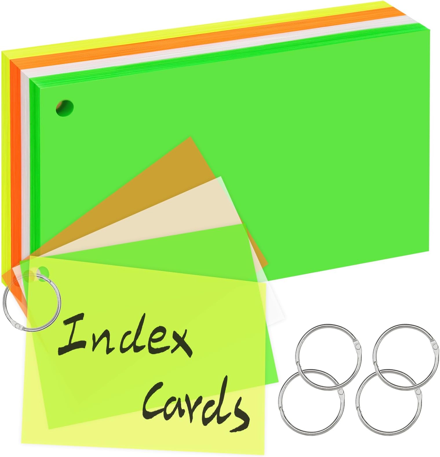 Amazon.com : MotBach 900 Pcs Index Cards Flash Cards with Binder Rings ...