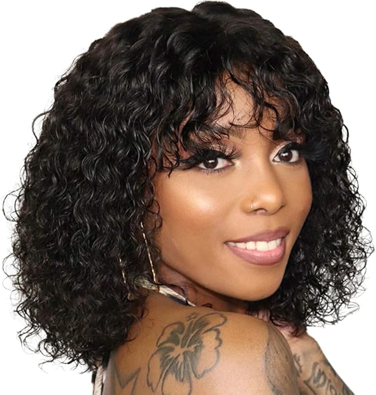 Amazon.com: 100% Human Hair Wigs: WIG WITH BANGS