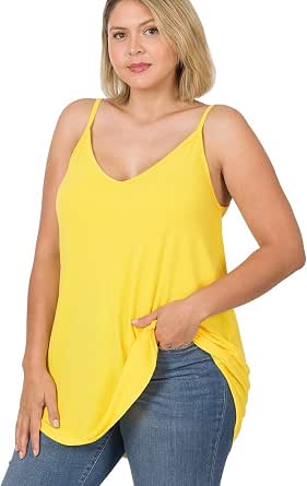 Zenana Regular and Plus Size Front and Back Reversible Spaghetti Strap ...
