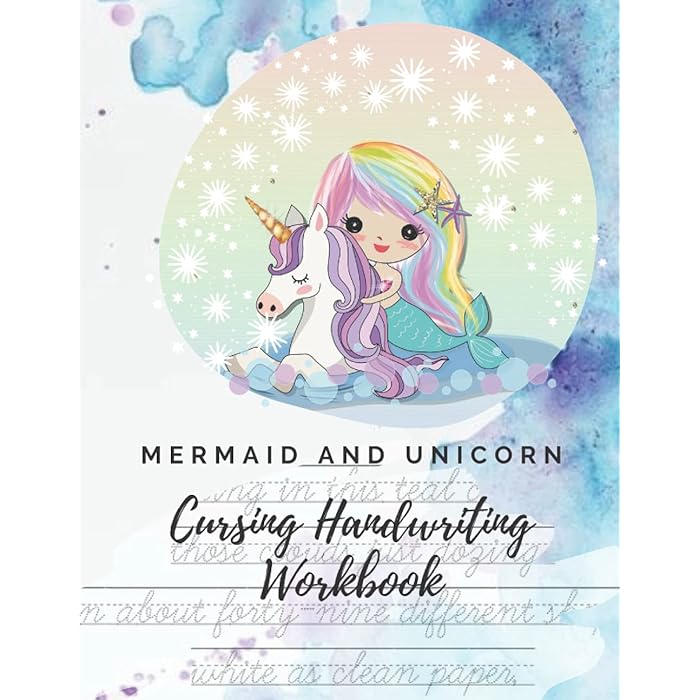 Buy Mermaid and Unicorn Cursive Handwriting: Cute Stylish Cursive ...