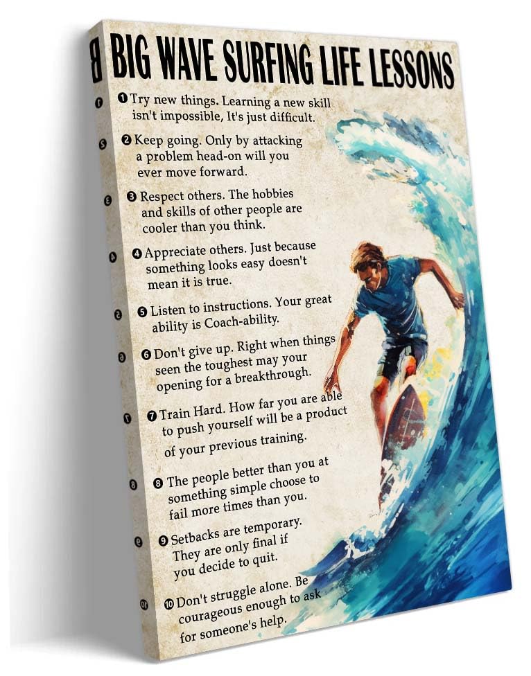 Amazon.com: Strofupp Surfing Poster Framed Motivational Quotes Prints ...