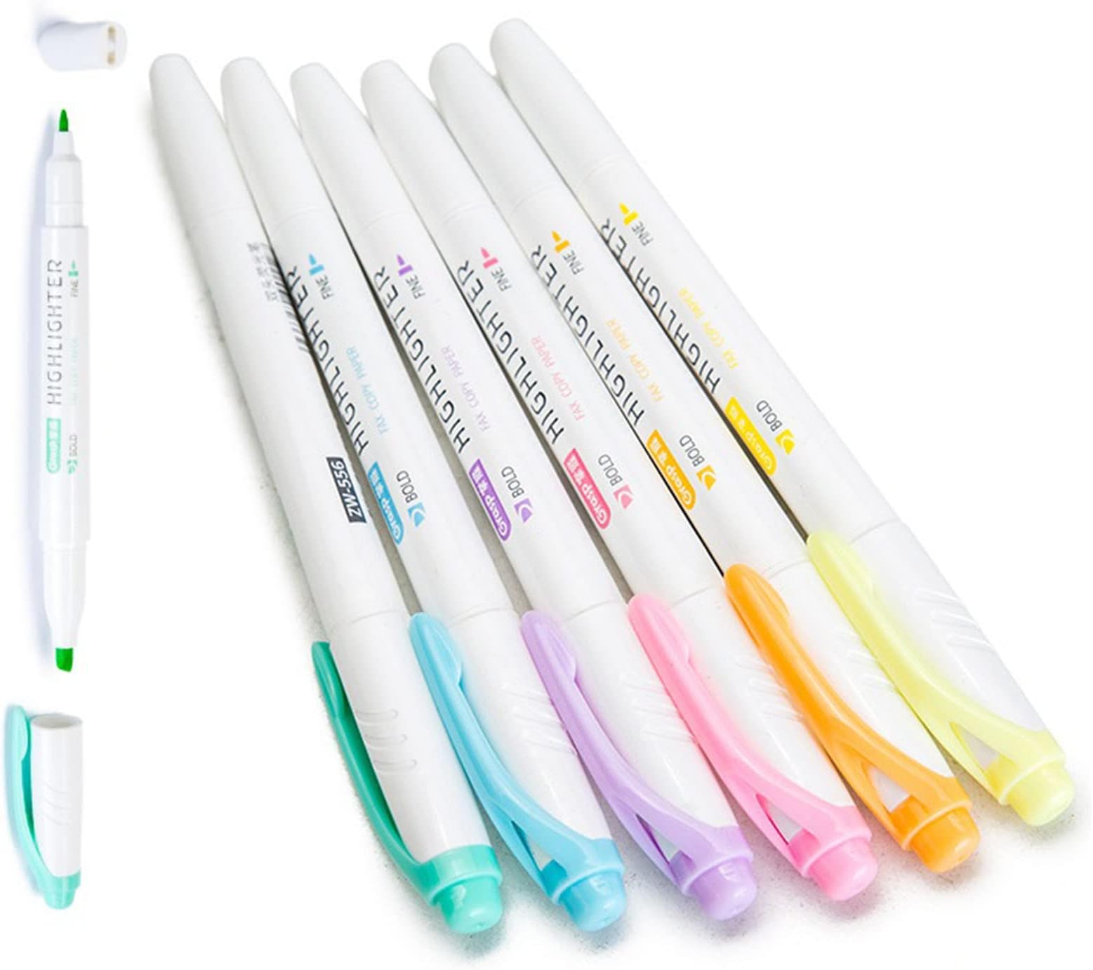 Highlighters, Dual Tip Assorted Colours Highlighter Pens with Chisel ...