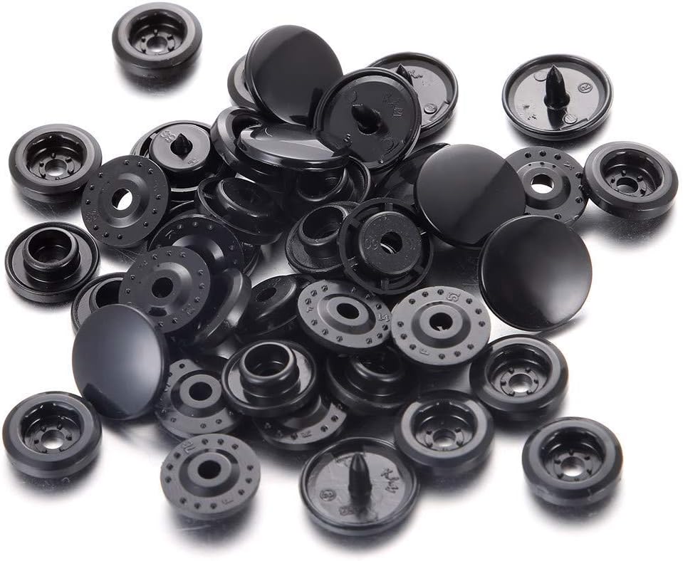 Amazon.com: HAPPY DUDU Plastic Snaps Size 20 T5 Black Snap Buttons for ...
