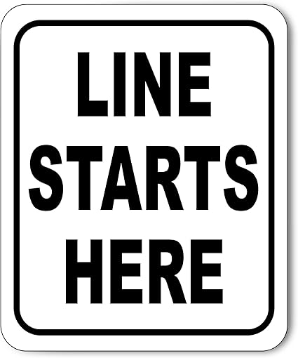 Amazon.com: Line Starts Here Outdoor Signs - Restroom Sign - Parking ...